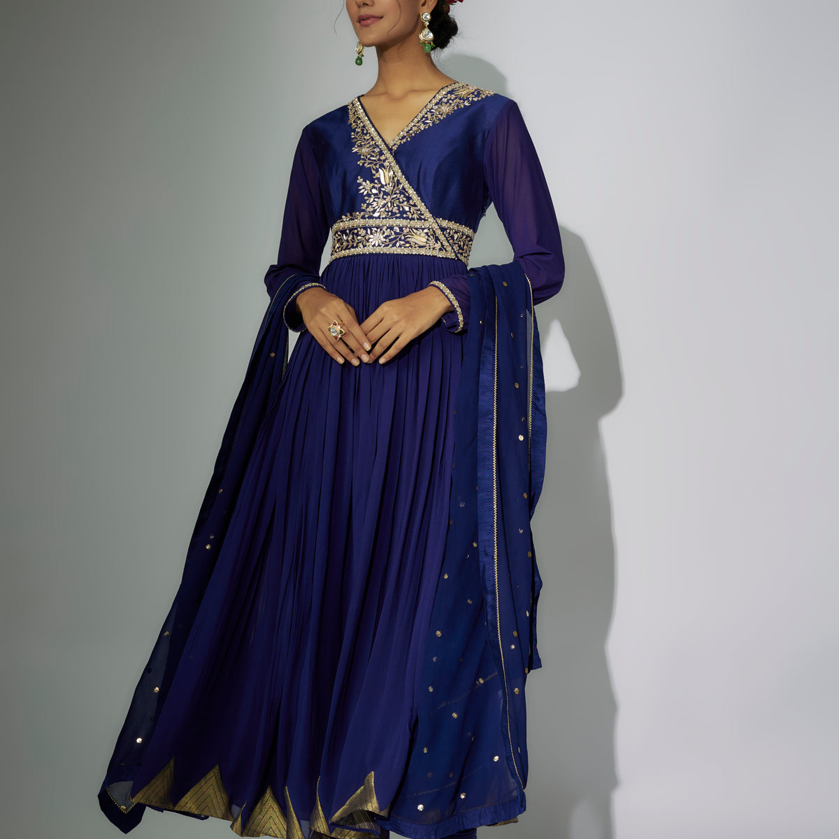 Nishrin Royal Blue Embroidered Anarkali Set – Nadima Saqib